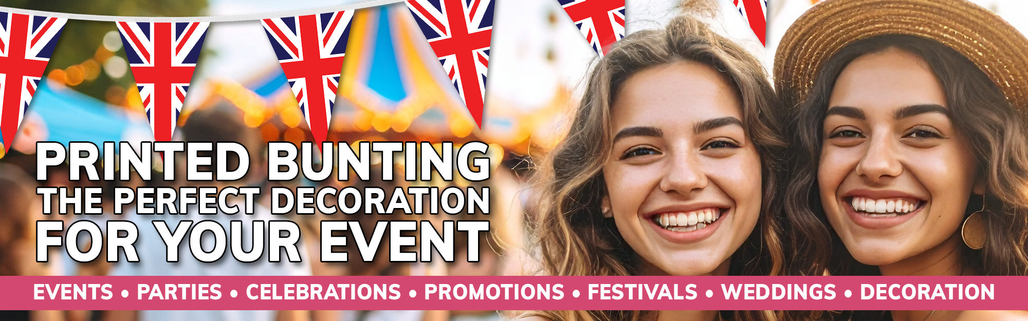 Decorative printed bunting for parties, events and promotions ...