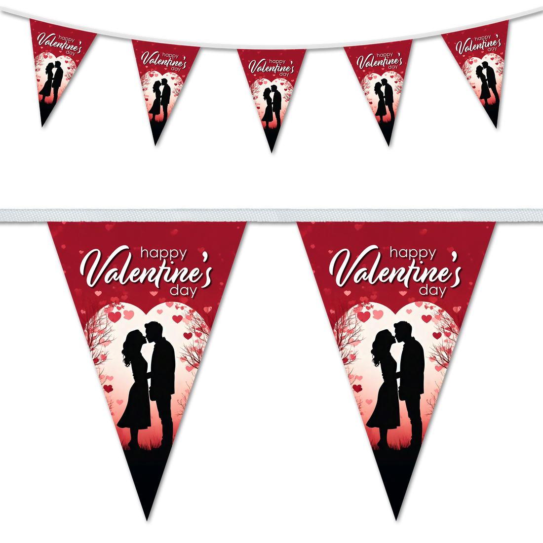 Happy Valentines Kiss in Heart Bunting – BuntingFlags.uk